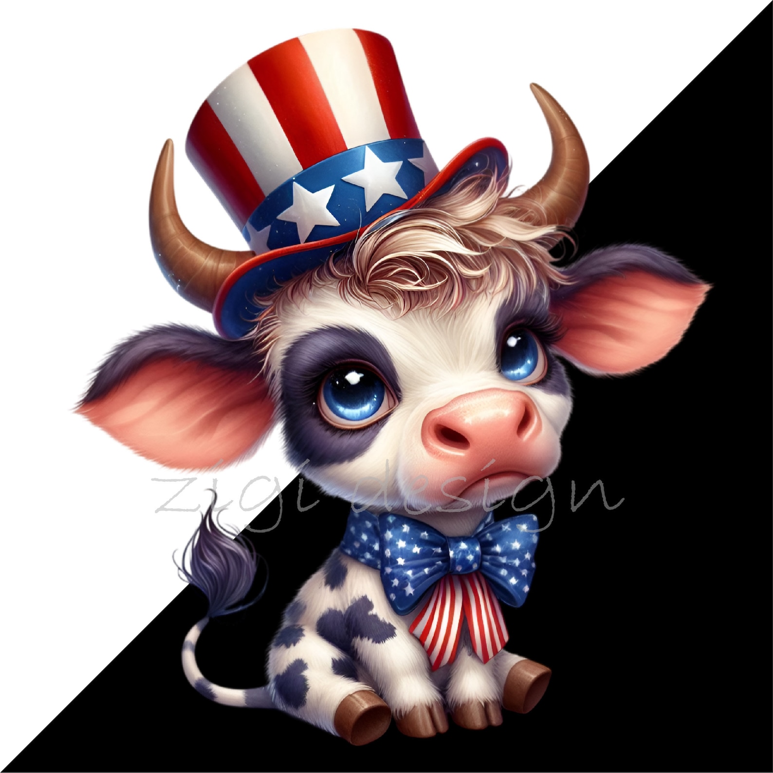Cow Clip Art, Patriotic Cow Clipart, 4th of July Clipart, 15 PNG USA ...