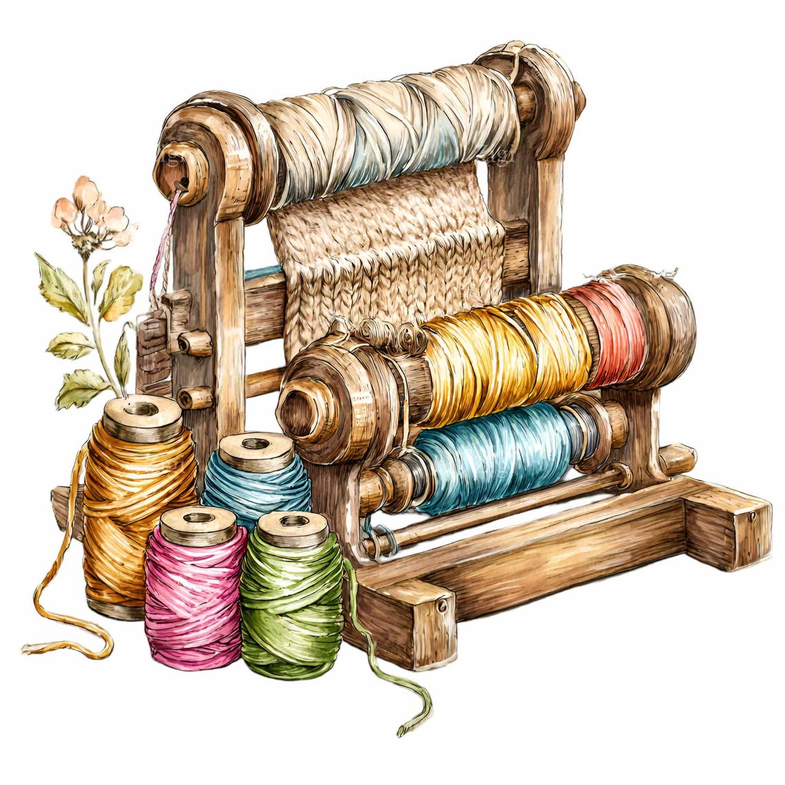 15 PNG Yarn Weaving Loom – Watercolor Craft Workshop PNG Clipart ...