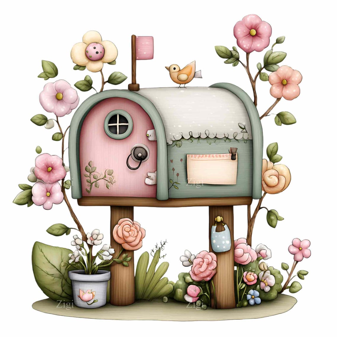 15 PNG Cute Mail Clipart – Pastel Mailbox PNG – Floral Envelope for ...