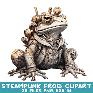 Steampunk Frog Clipart Bundle 24 PNG Watercolor Victorian - Etsy