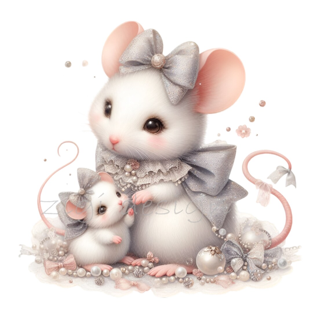 12 PNG Mother and Baby Mouse Clipart – Cute Mouse PNG – Woodland Animal ...