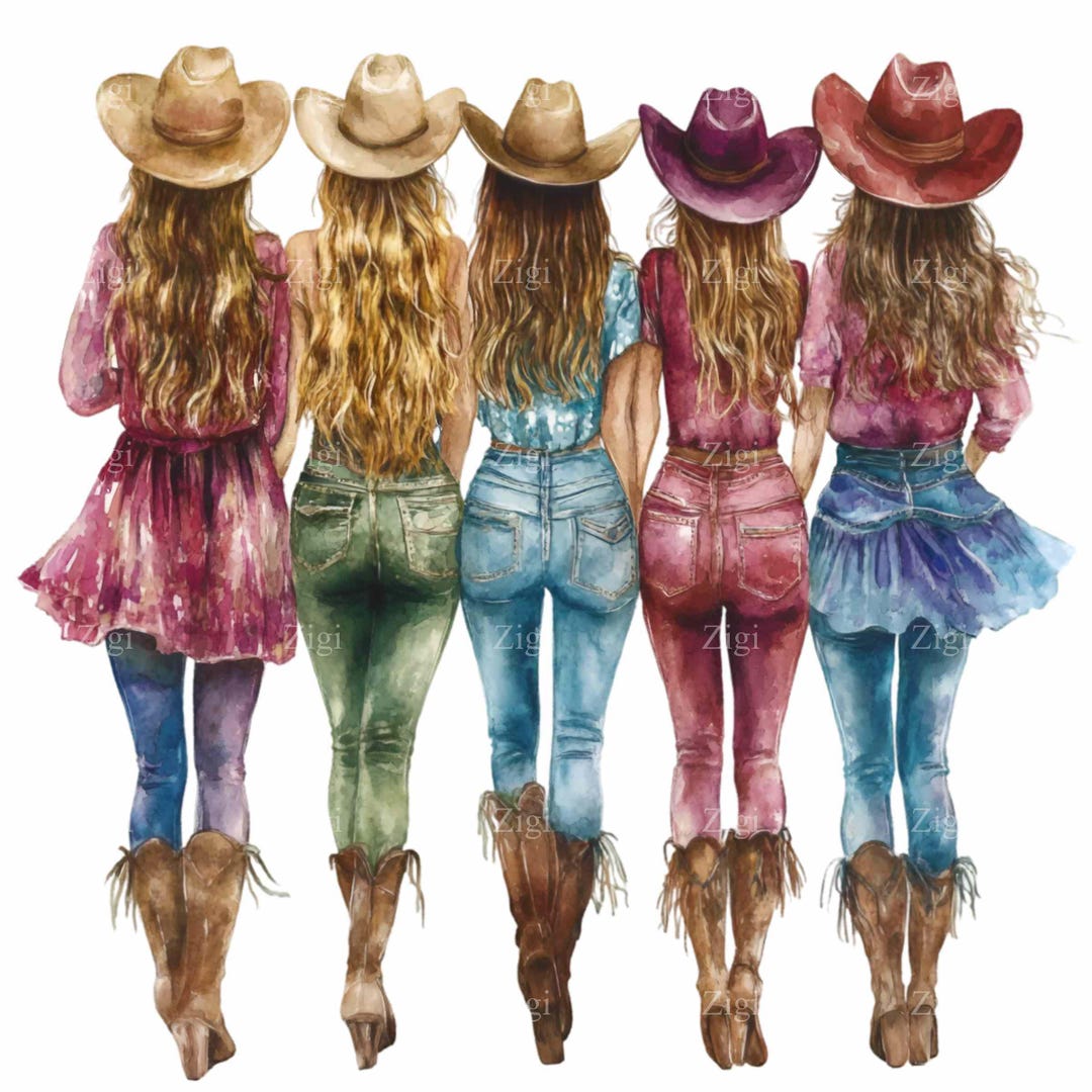 15 Cowgirl PNG Clipart – Western Girls in Hats and Boots – Country ...