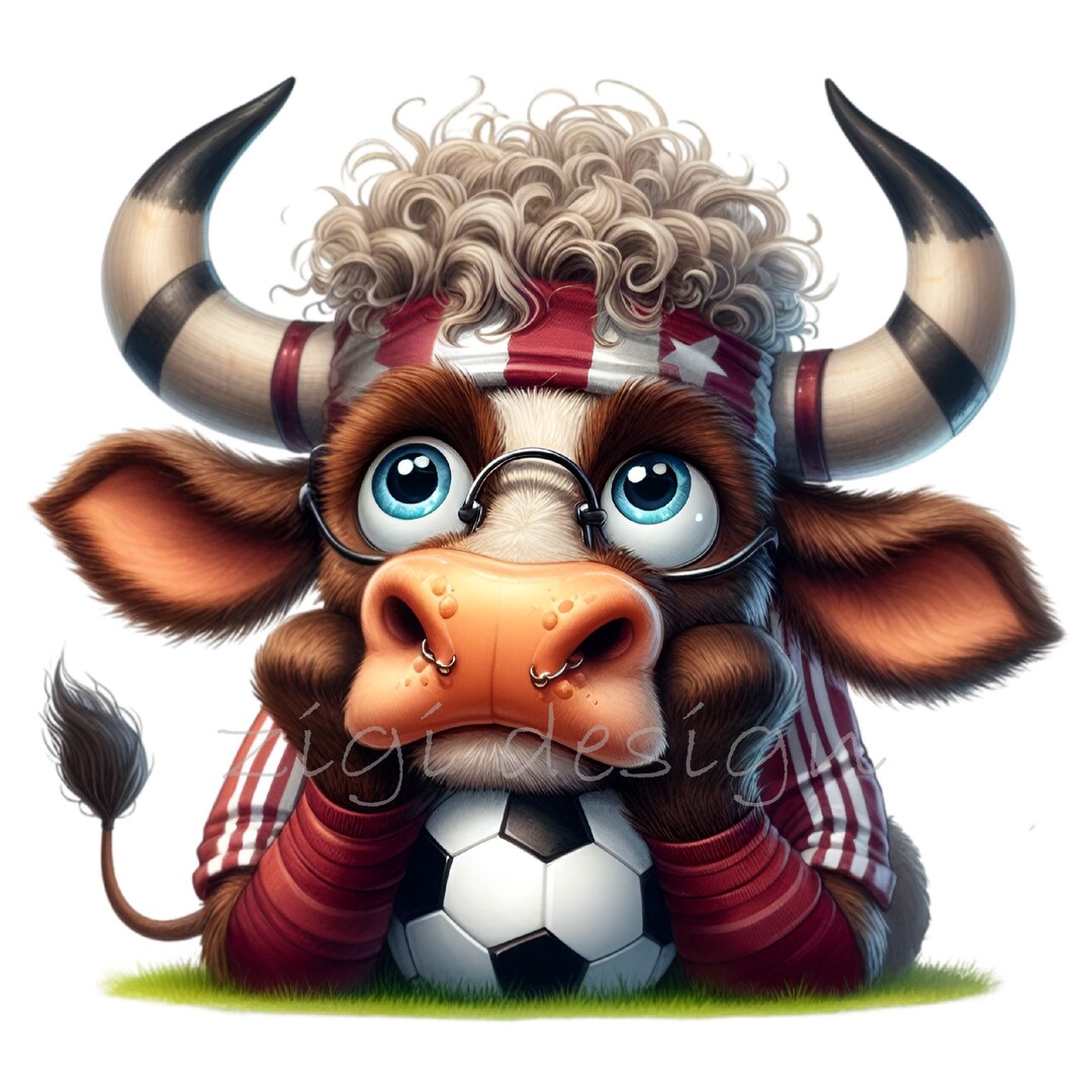 Cute Soccer Cow Clipart 15 PNG Digital Illustration of Adorable Cow ...