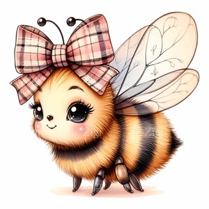 12 Cute Bee Clipart PNG, Bee With Bow, Honey Bee, Transparent ...