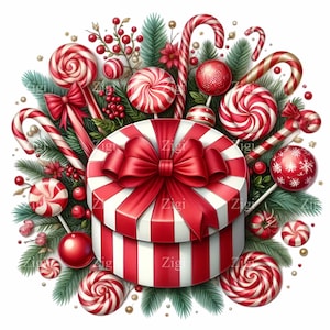 Festive Candy Cane Clipart | 12 Red and White Christmas Candy ...