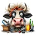 Comics Cow Mechanic Drinking Beer 15 PNG Father Gift Funny Cartoon ...