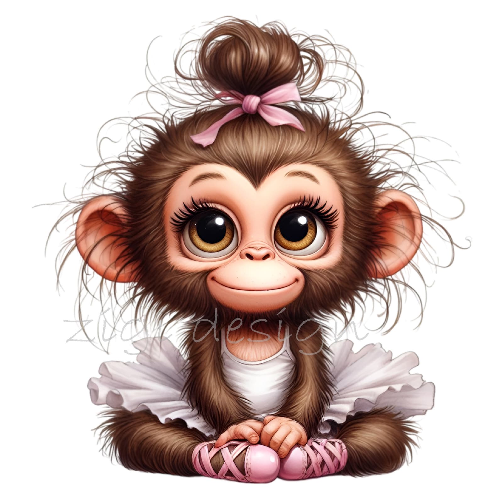 Monkey Ballerina Clipart, Chimpanzee Clip Art, 15 PNG Ballet Dancer ...
