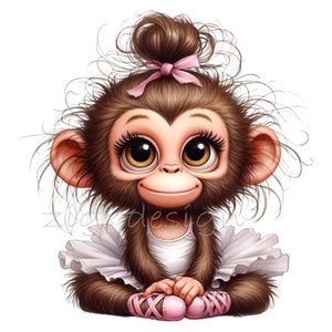 Monkey Ballerina Clipart, Chimpanzee Clip Art, 15 PNG Ballet Dancer ...
