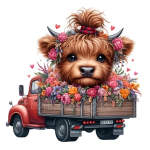 Cow Clipart, Farm Truck Clip Art, 15 PNG Flowers Harvest Autumn Funny ...