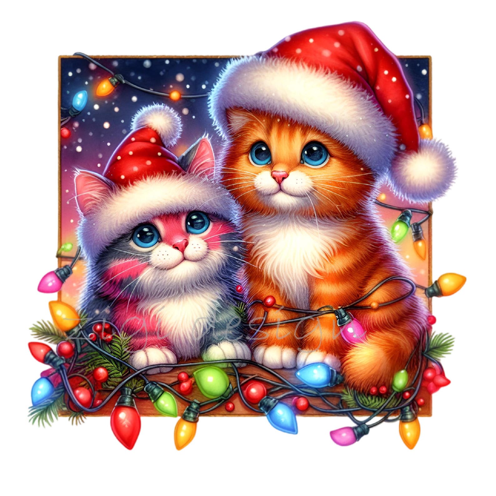 Christmas Cats Clipart PNG, 15 Festive Kittens in Santa Hats With ...