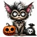 14 Goth Skeleton Cat PNG Clipart – Spooky Halloween Cat With Glasses ...