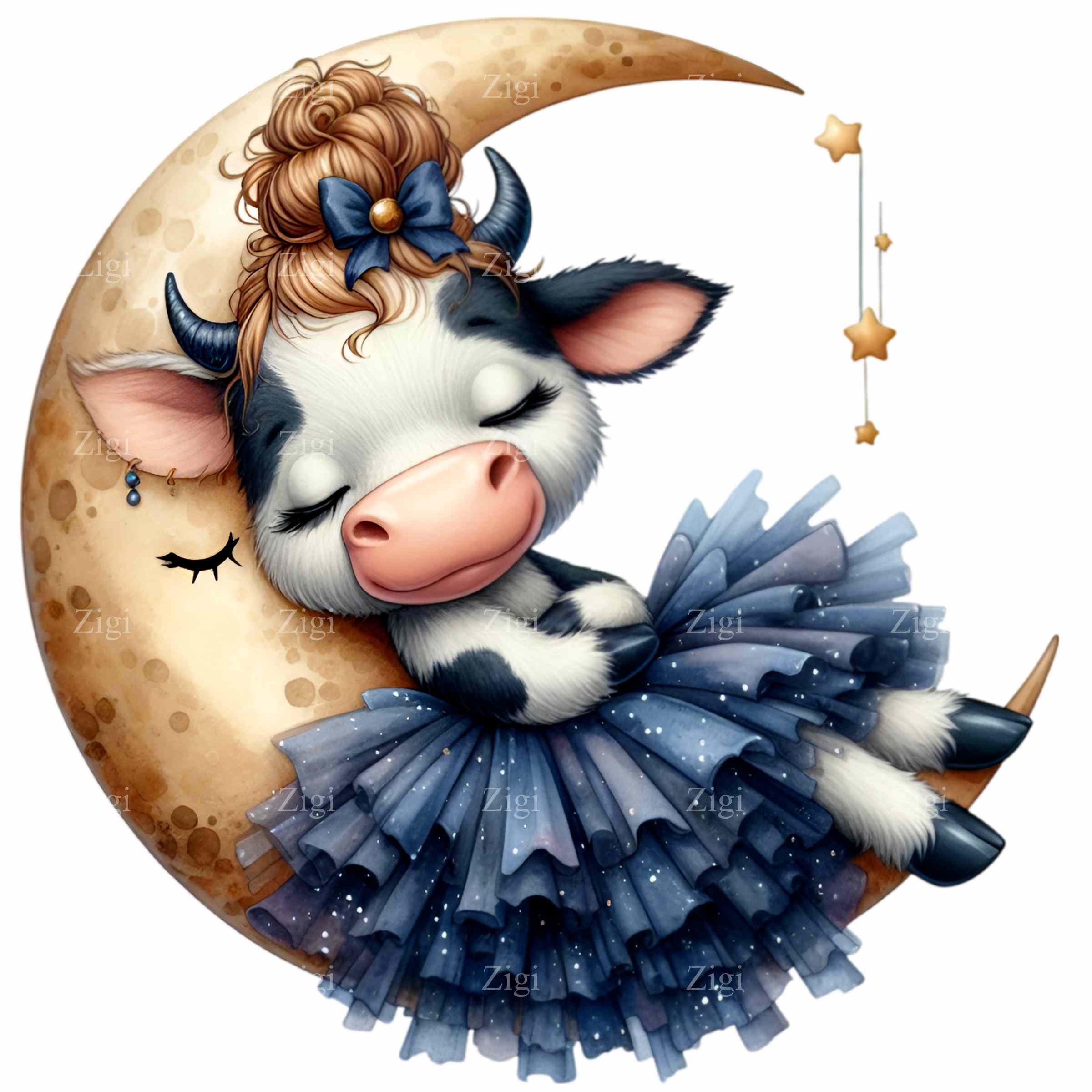 12 PNG Moon Cow – Cute Cow Clipart – Farm Animal Lovers, Nursery Wall ...
