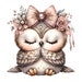 Cute Owl Clipart, 12 Pastel Floral Owl With Bow PNG, Whimsical Nursery ...