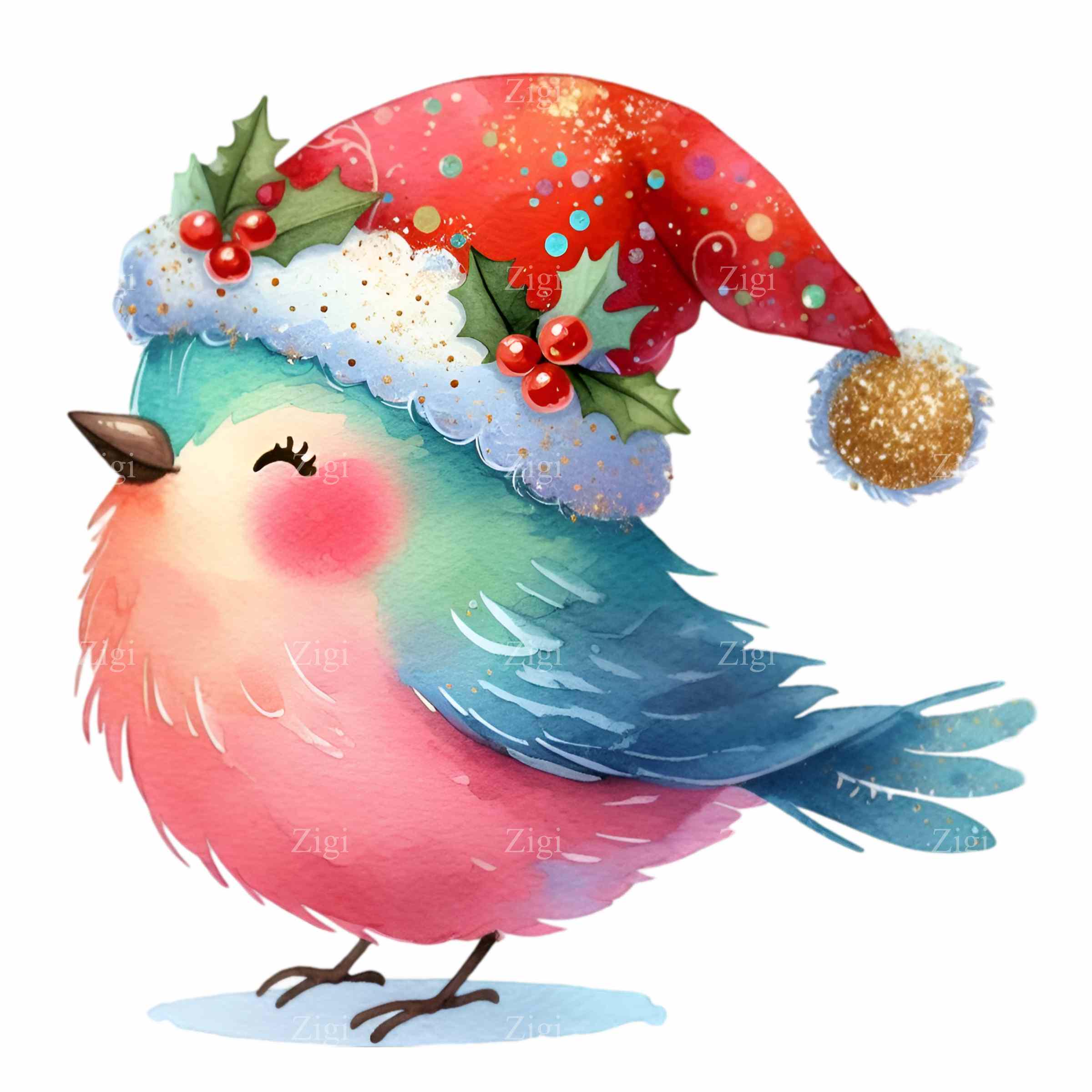 12 PNG Colorful Christmas Bird Clipart - Festive Bird PNG With Santa ...