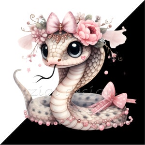 Floral Snake Clipart With Bow High-resolution 15 PNG for Scrapbooking ...