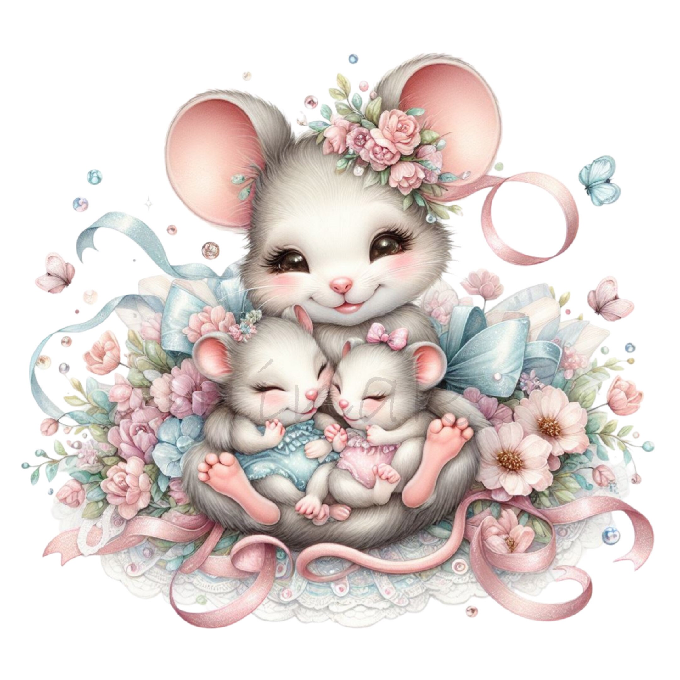 10 PNG Mouse Mother With Babies Animal Clipart, Mother's Day Nursery - Etsy