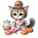 Baker Kitten Clipart With Cupcakes Adorable Cat Illustration 15 PNG ...