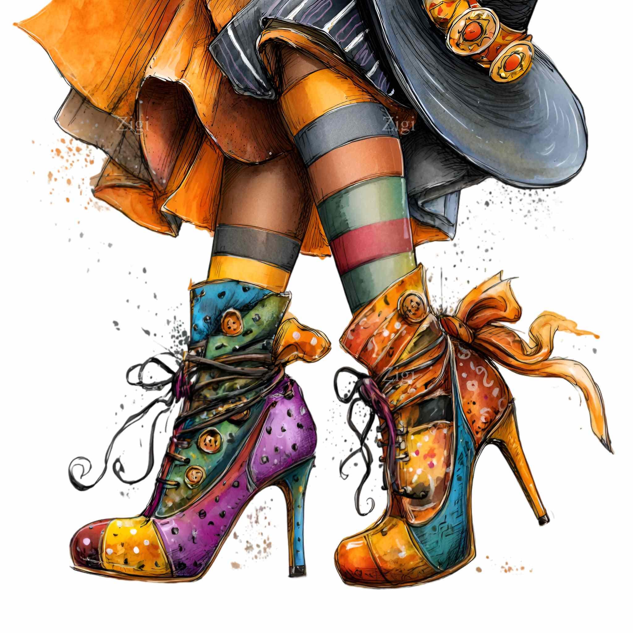 14 PNG Witch Shoes Clipart – Colorful Heels PNG – Funky Halloween ...