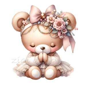 Praying Clipart, Christian Clipart, Bear Clip Art, 12 PNG Watercolor ...