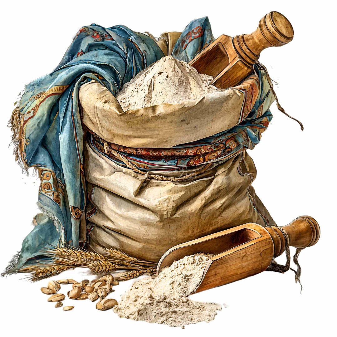 15 PNG Flour Sack Clipart, Baking Ingredient Illustration Rustic ...