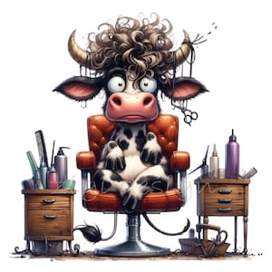 Cow Hairdresser Hair Beauty Salon Clipart, 15 PNG Humorous Funny ...