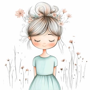 15 Girl With Floral Crown Clipart PNG, Hand-drawn Side Profile of a ...