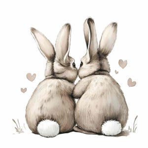 14 Bunny Couple PNG Clipart - Watercolor Style Rabbits With Hearts ...