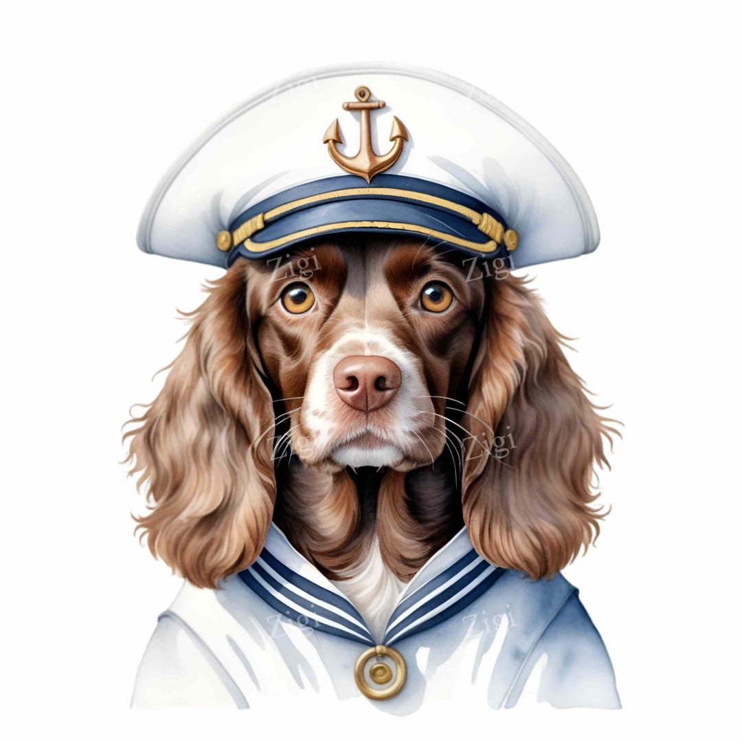 Sailor Dog Clipart, 12 Adorable Cocker Spaniel in Sailor Uniform PNG ...