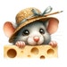 Cheese Clipart, Mouse Clip Art, 12 PNG Mouse Cheese Watercolor, Junk ...