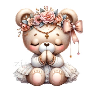 Praying Clipart, Christian Clipart, Bear Clip Art, 12 PNG Watercolor ...