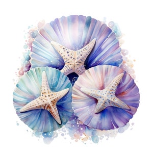 Sea Shells Clipart 10 PNG, Watercolor Seashells Underwater Ocean Beach ...