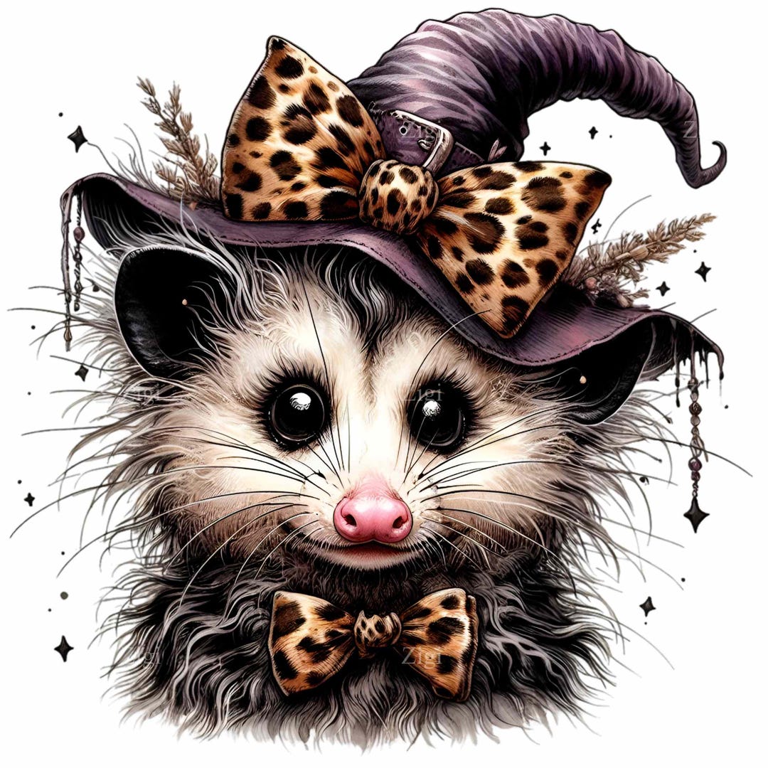 10 PNG Cute Opossum Witch PNG Clipart, Halloween Possum With Leopard ...