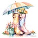 Rain Boots Clipart Bundle, 20 PNG Watercolor Umbrella Rubber Boots ...
