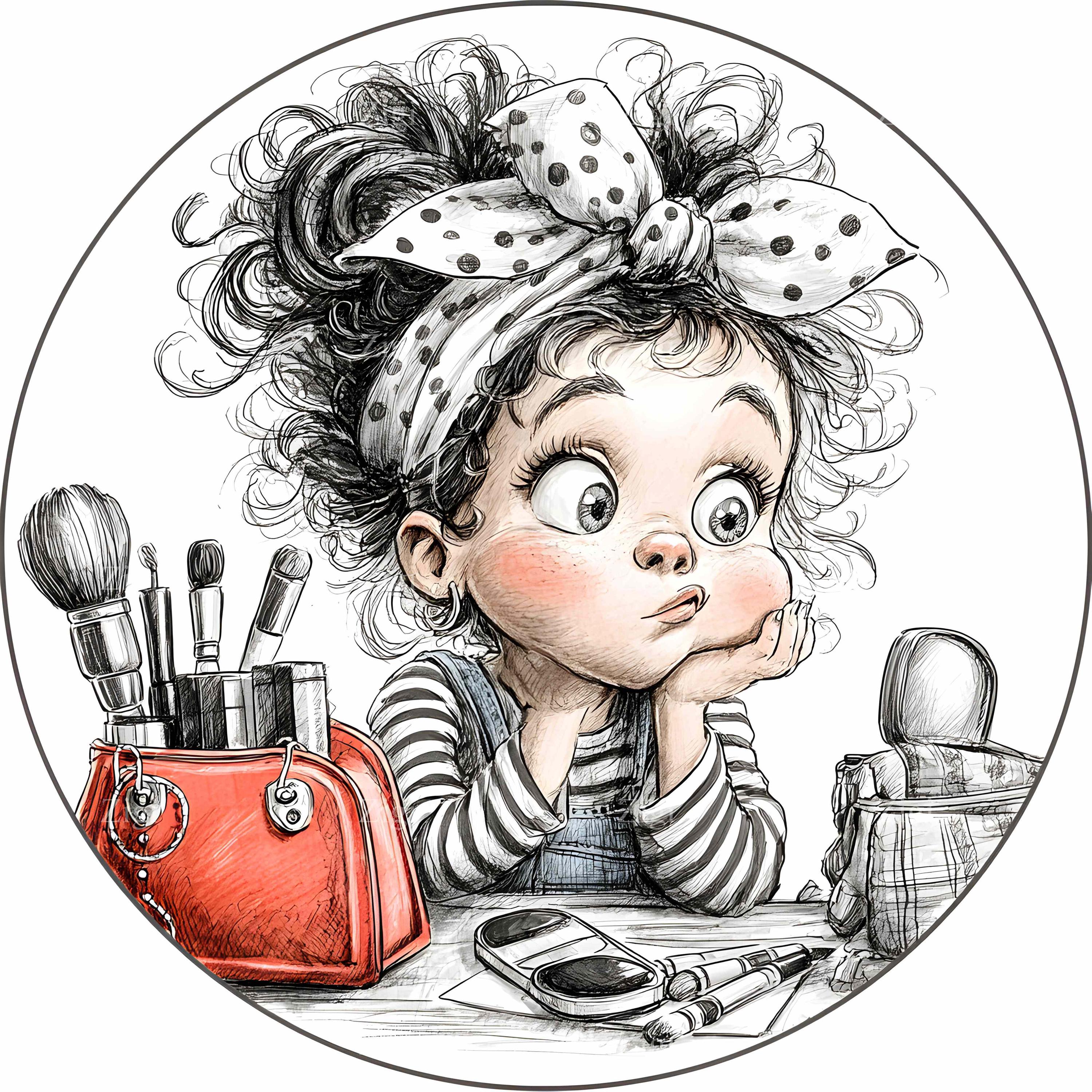 27 JPEG Makeup Girl Clipart – Cute Cartoon JPG – Fun Mirror Scene for ...