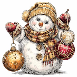 12 PNG Red Christmas Snowman Clipart – Festive PNG With Ornaments ...