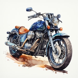 Motorcycle Clipart Digital Papers 23 JPG Watercolor Motorbike Themed ...