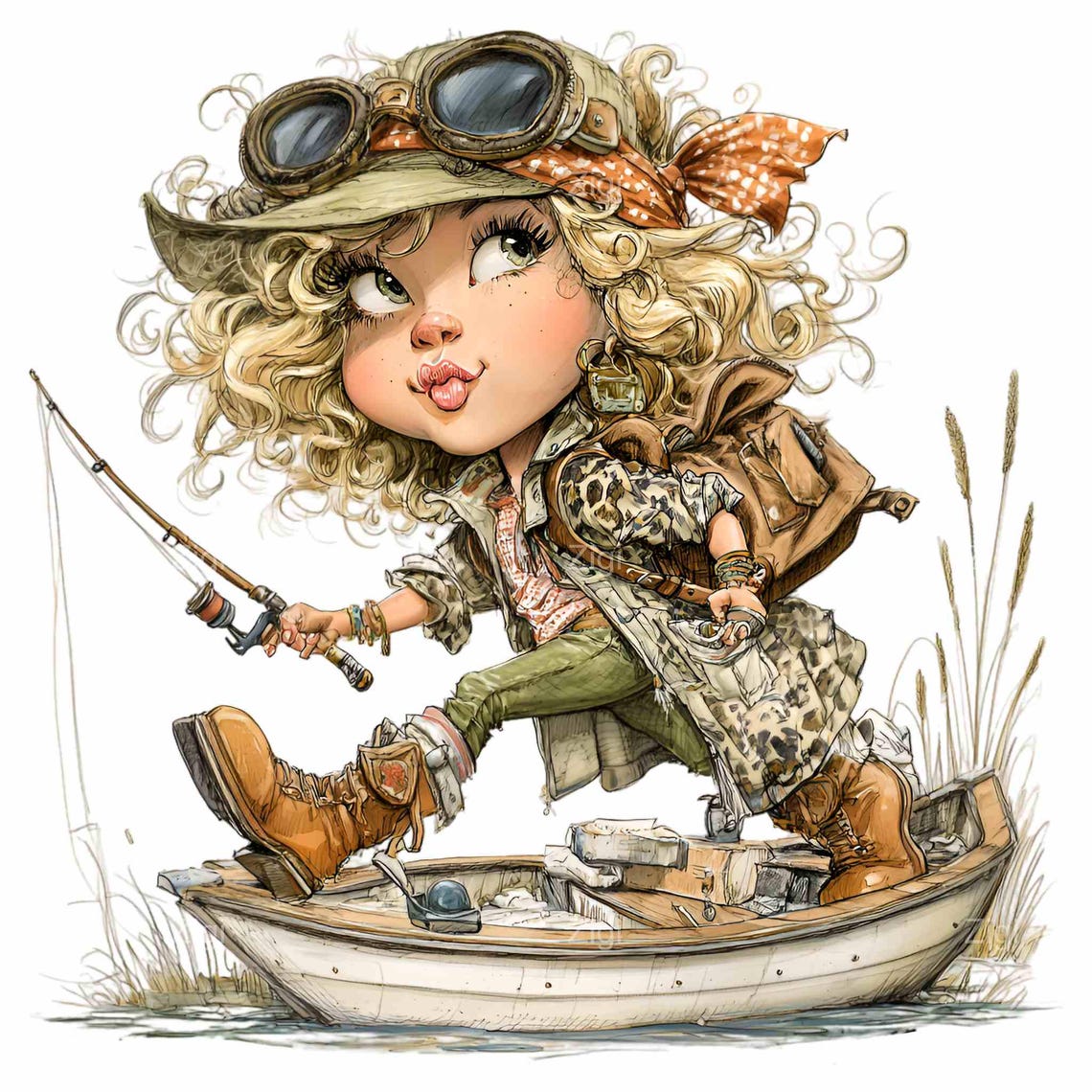 15 PNG Fishing Girl Clipart, Angler Kid Illustration, Adventure ...