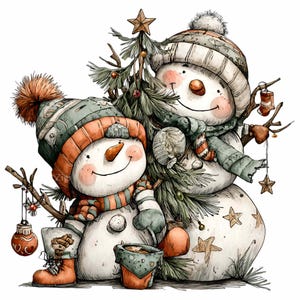 15 PNG Christmas Snowmen – Cute Winter Holiday Clipart – Festive ...