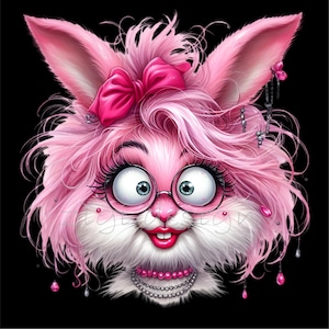 Pink Bunny Clipart 14 PNG - Cute Rabbit With Glasses and Jewelry ...