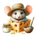 Cheese Clipart, Mouse Clip Art, 12 PNG Mouse Cheese Watercolor, Junk ...