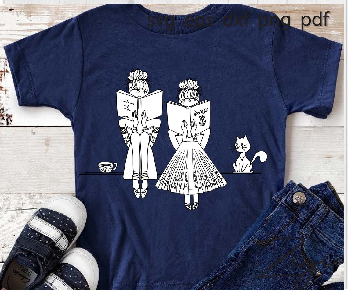 Girl Reading Books Svg Book Lover Svg Reading Svg Books - Etsy