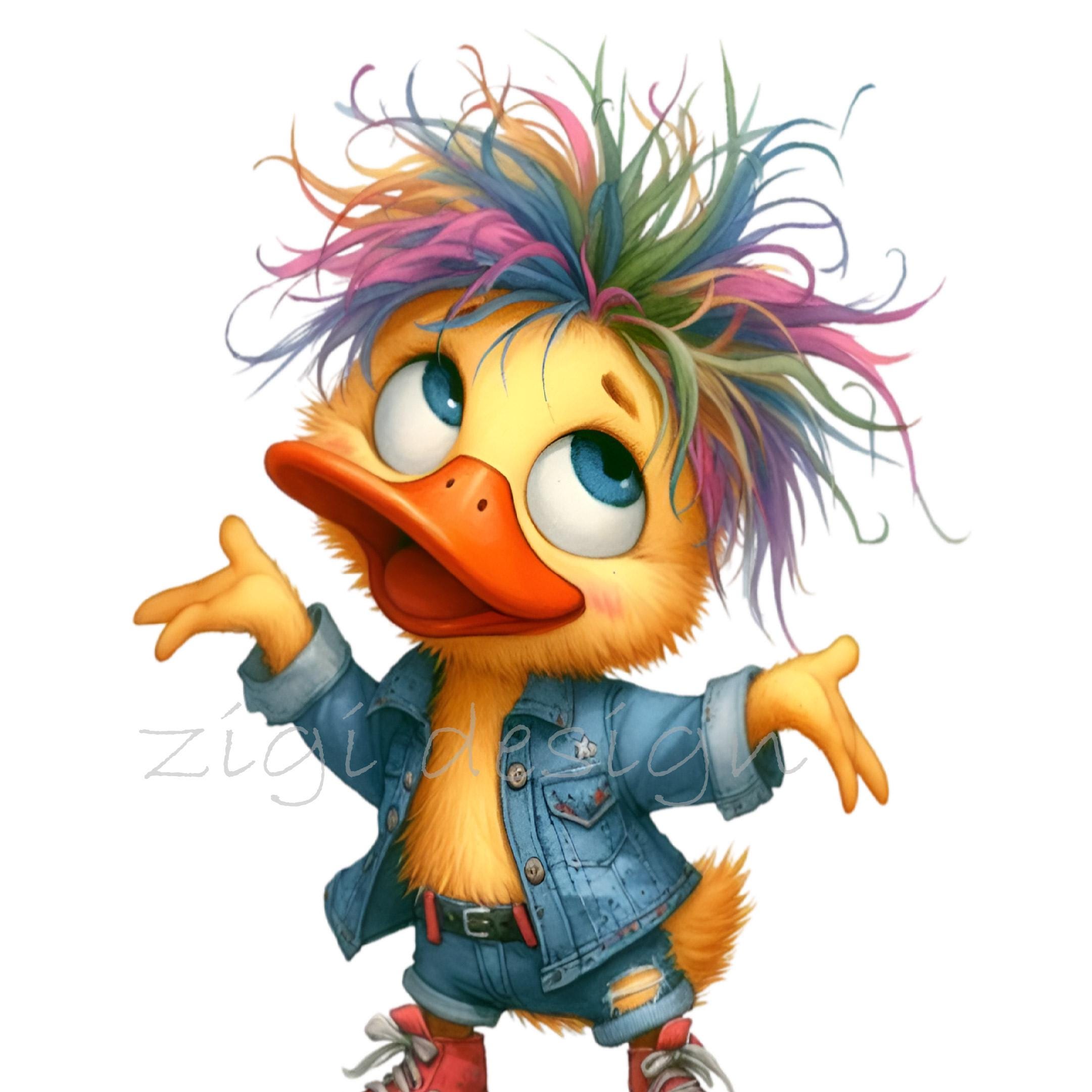 15 PNG Duckling Clipart, Rockstar Bird Illustration, Edgy Duck Art - Etsy