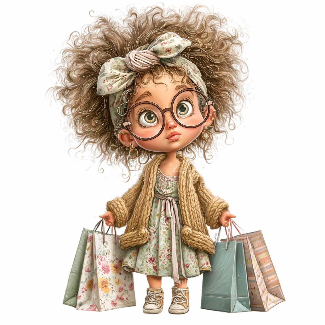 16 PNG Fashion Girl Clipart – Shopping Graphic – Curly Hair ...