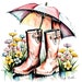Rain Boots Clipart Bundle, 20 PNG Watercolor Umbrella Rubber Boots ...
