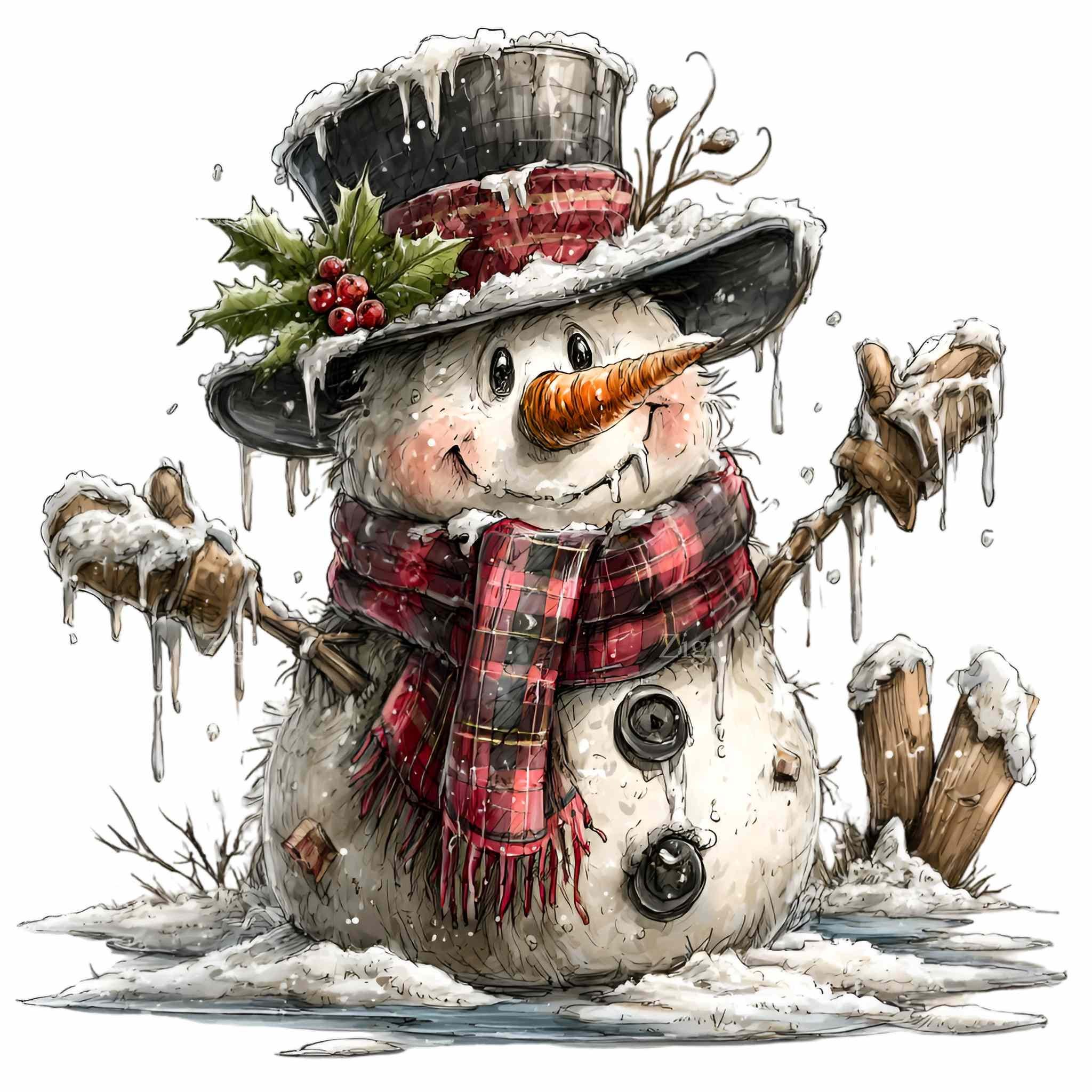 16 PNG Melting Snowman Clipart – Funny Winter PNG for Holiday Cards ...