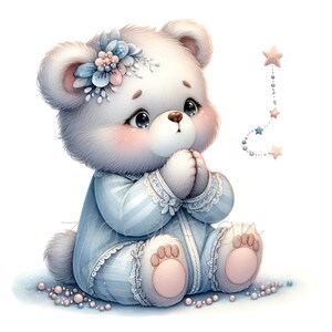 Adorable Praying Bear Clipart Cute Digital Illustration 19 PNG for ...