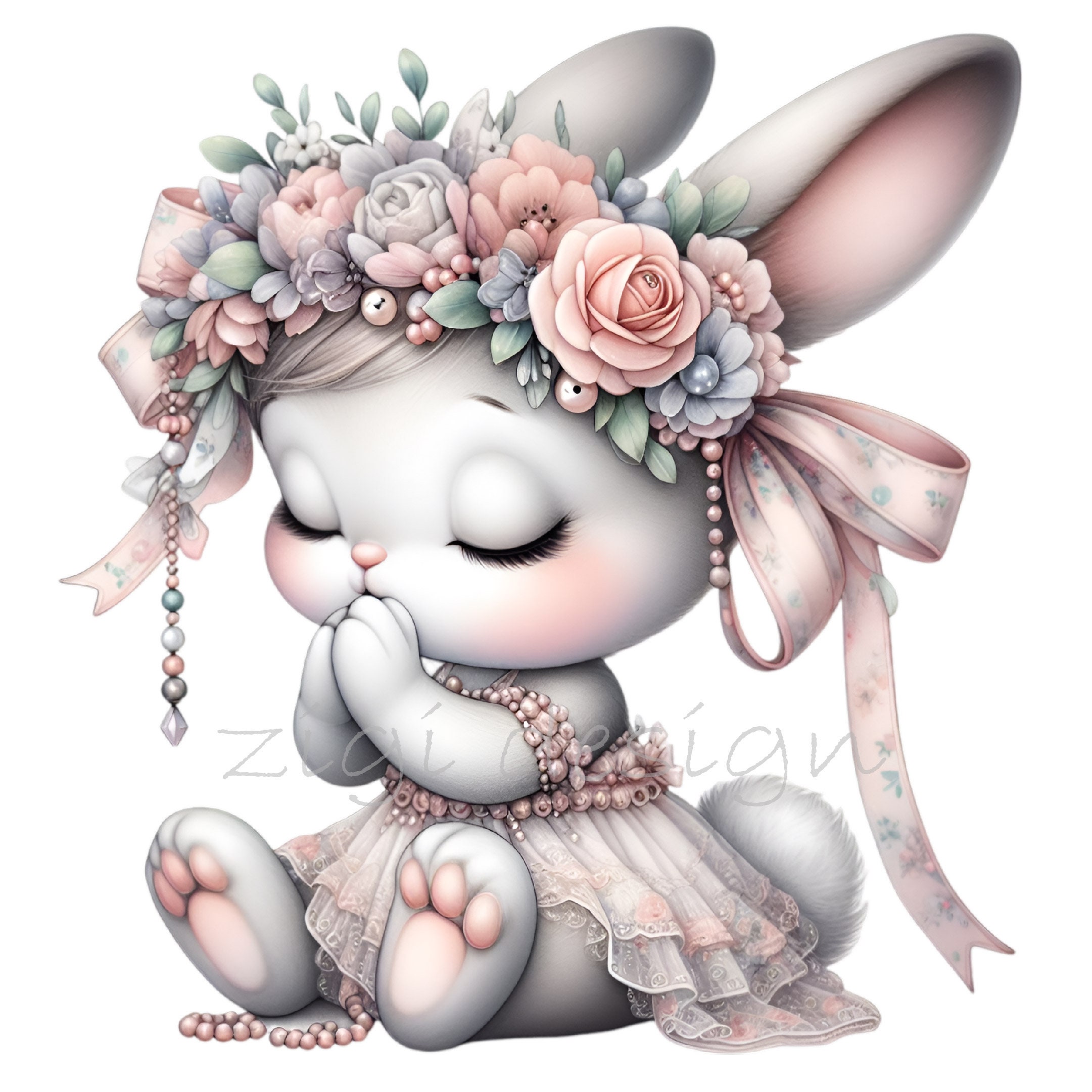 12 PNG Prayer Bunny Clipart – Cute PNG Illustration – Christian Nursery ...