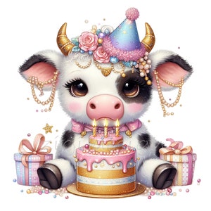 Cow Clipart Birthday Clip Art 12 Png Pastel Colors Watercolor Farm