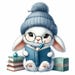 Cute Reading Bunny Clipart, 12 Adorable Rabbit With Books and Glasses ...