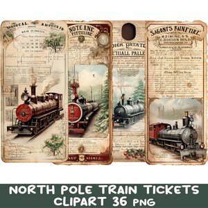 Ephemera Tickets Clipart Bundle 36 PNG Scrapbooking Vintage North Pole ...